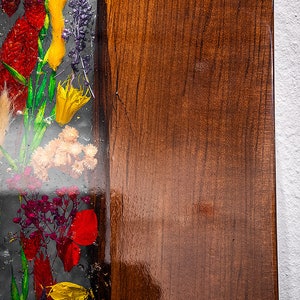 Artisanal Resin Dried Flower Inlay on Kassod Wood Slender Valley3 ...