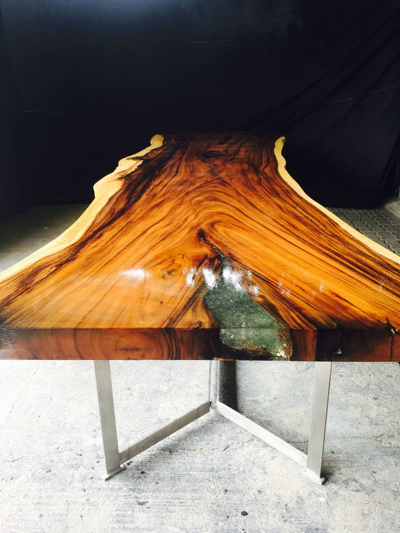 Acacia Wood Dining Table Hand-Crafted Solid Wood Epoxy | Etsy