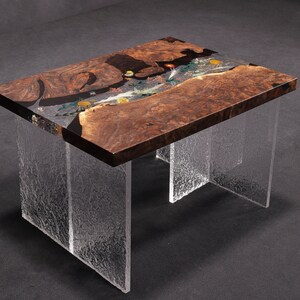 Walnut Burl Table Top With Custom Floral Artresin Inlay - Etsy