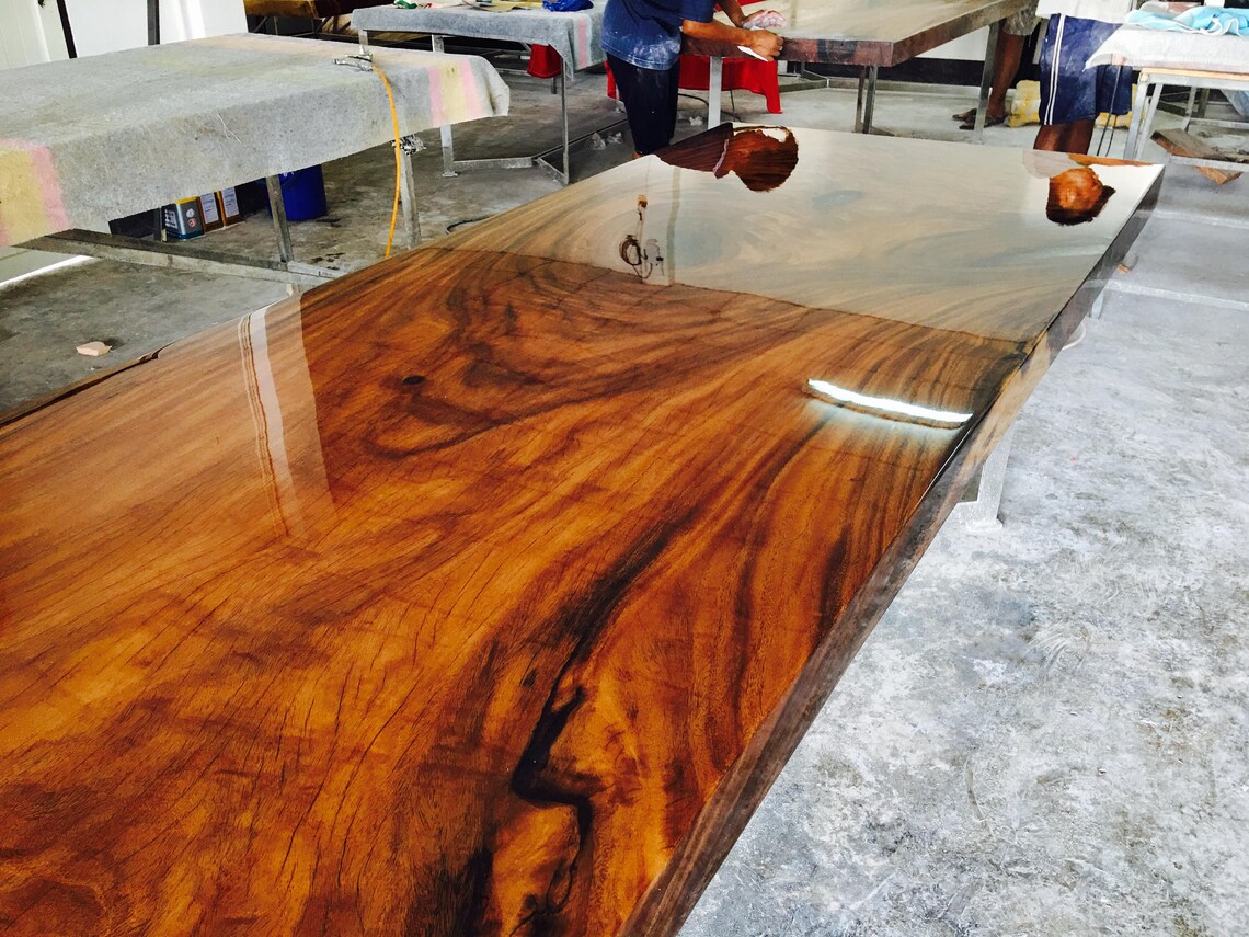 2.49 Square-cut Crystal Glass Hand-crafted Acacia Dining Table - Etsy