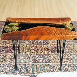 Wood & Floral Art Resin Table | Reclaimed Wood With Botanical Art Resin ...