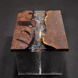 Walnut Burl Table Top With Custom Floral Artresin Inlay - Etsy