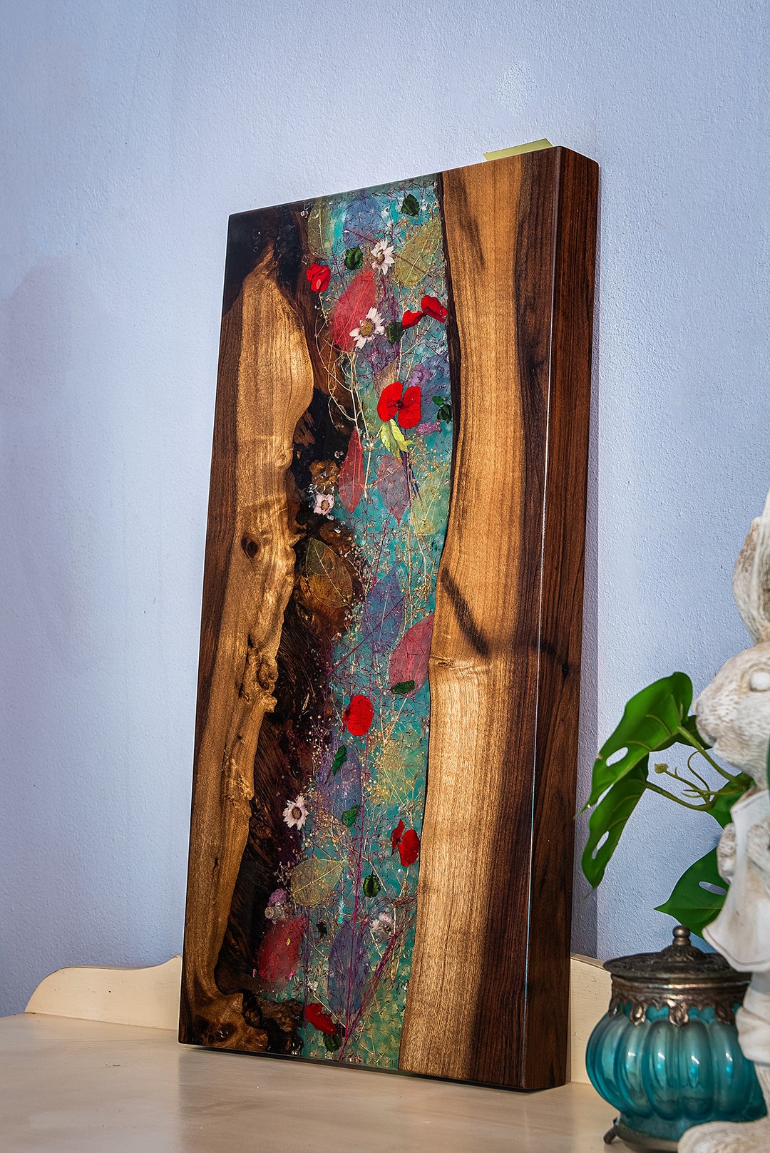 Artisanal Resin Dried Flower Inlay on Kassod Wood - Slender Valley#4 ...