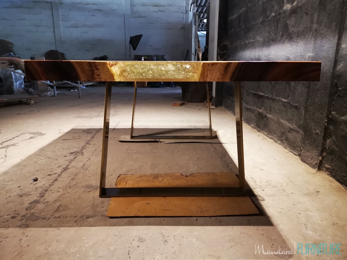 Custom Family Gaming Table Acacia Wood High Gloss Finish | Etsy