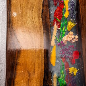 Artisanal Resin Dried Flower Inlay on Kassod Wood Slender Valley3 ...