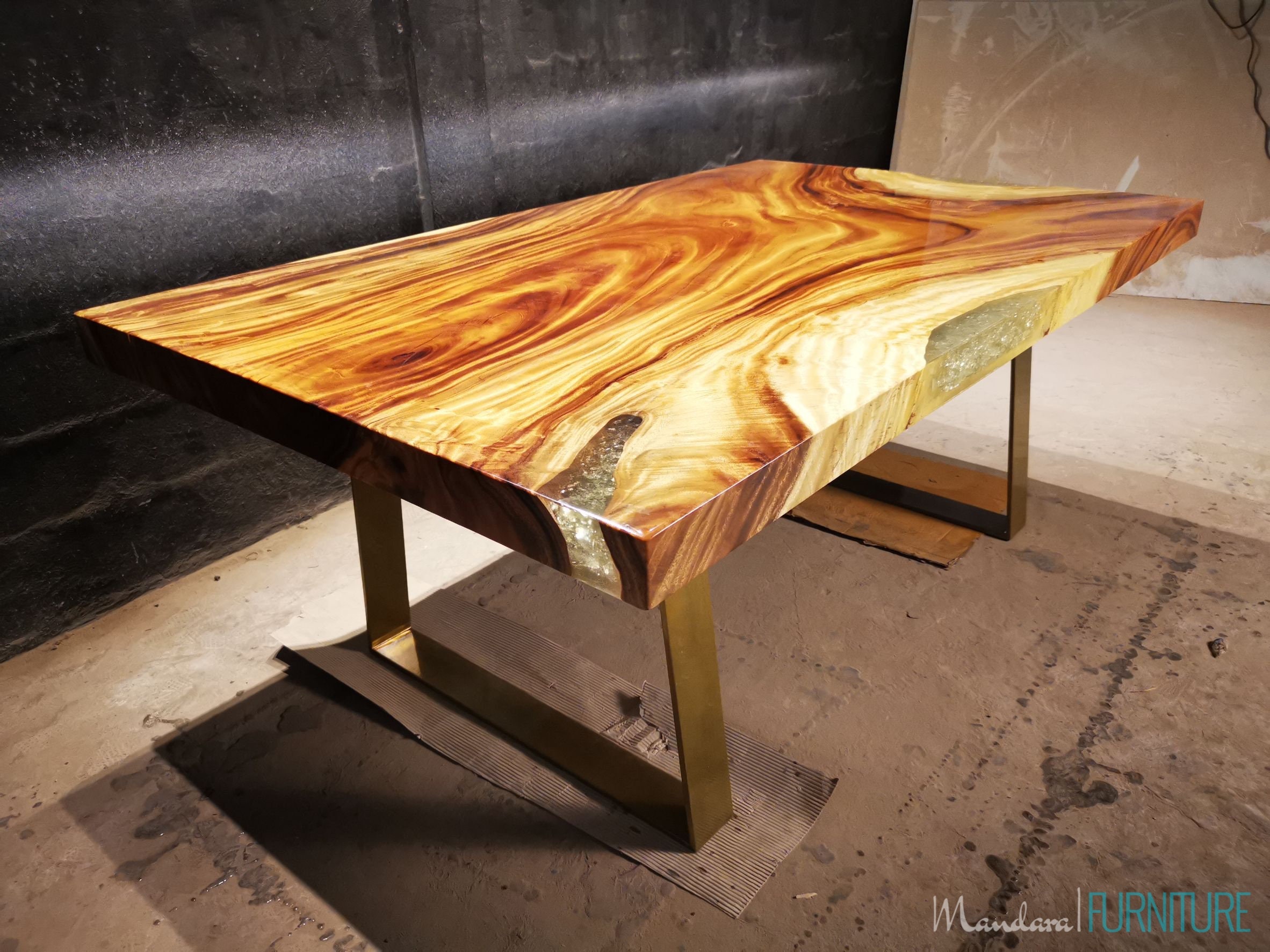 Custom Family Gaming Table Acacia Wood High Gloss Finish | Etsy