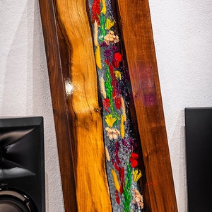 Artisanal Resin Dried Flower Inlay on Kassod Wood Slender Valley3 ...