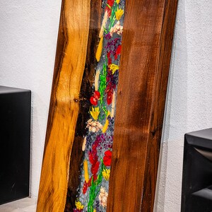 Artisanal Resin Dried Flower Inlay on Kassod Wood Slender Valley3 ...