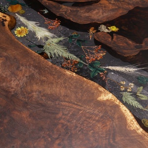 Walnut Burl Table Top With Custom Floral Artresin Inlay - Etsy