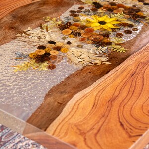 Wood & Floral Art Resin Table | Reclaimed Wood With Botanical Art Resin ...