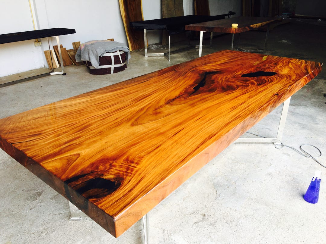 2.49 Square-cut Crystal Glass Hand-crafted Acacia Dining Table - Etsy