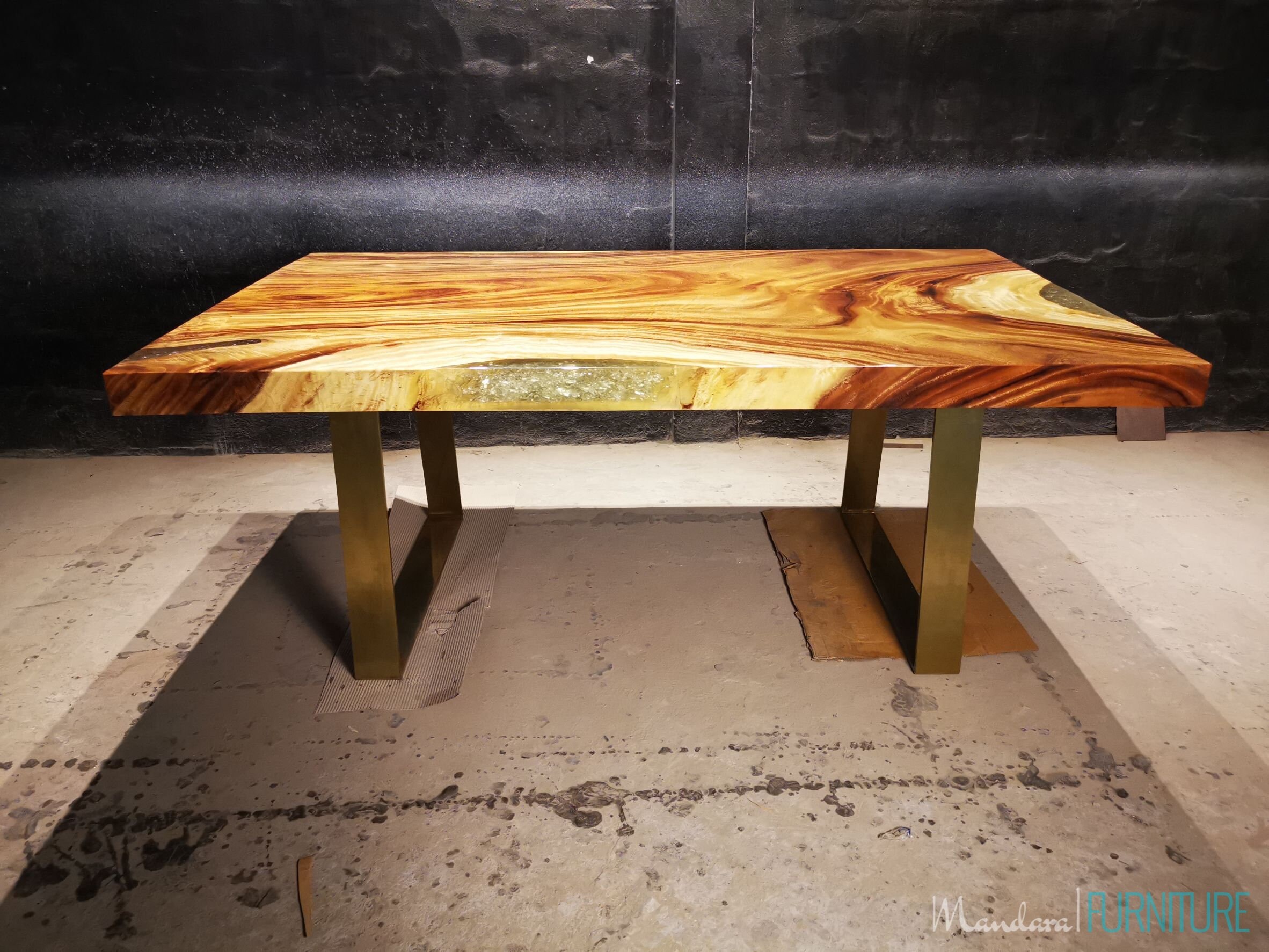 Custom Family Gaming Table Acacia Wood High Gloss Finish | Etsy