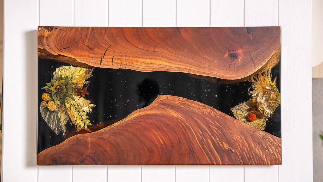 Art Resin Wood Wall Decor Reclaimed Burl Wood & Floral Resin Wall Art ...