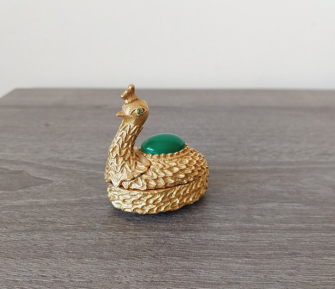 Vintage Florenza Peacock Saccharin Trinket Box With Tongs - Etsy