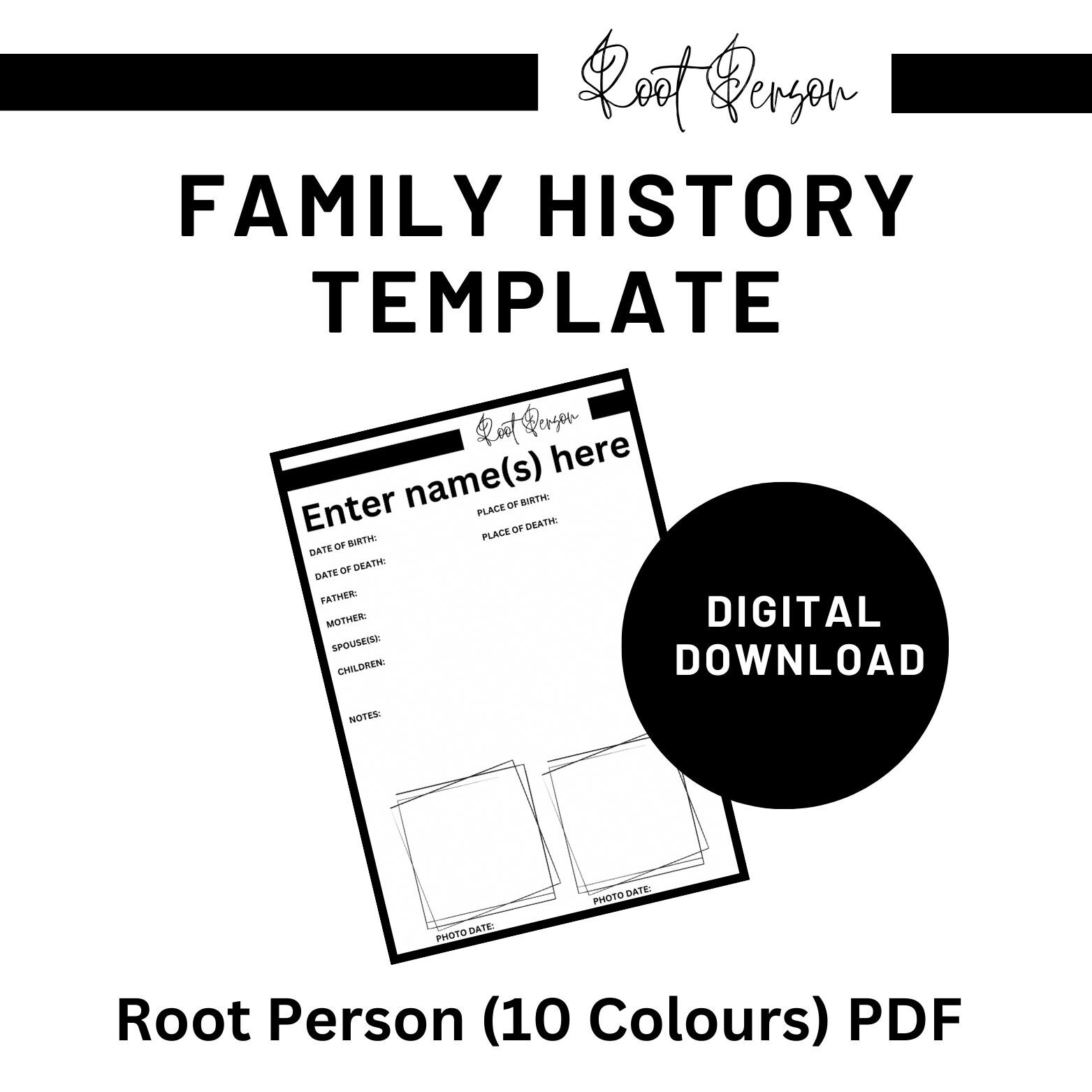 Root Person Worksheet: Family Tree Printable for Customisable Genealogy ...