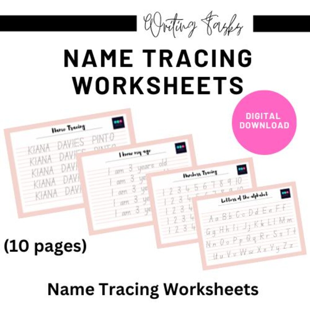 Editable Canva Name Tracing Worksheet - Preschool Handwriting Practice ...