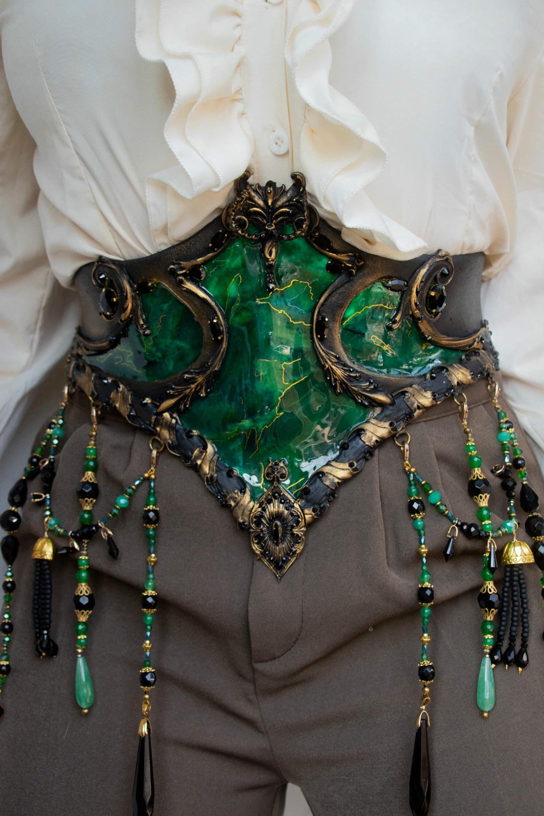 Black Emerald Corset - Etsy