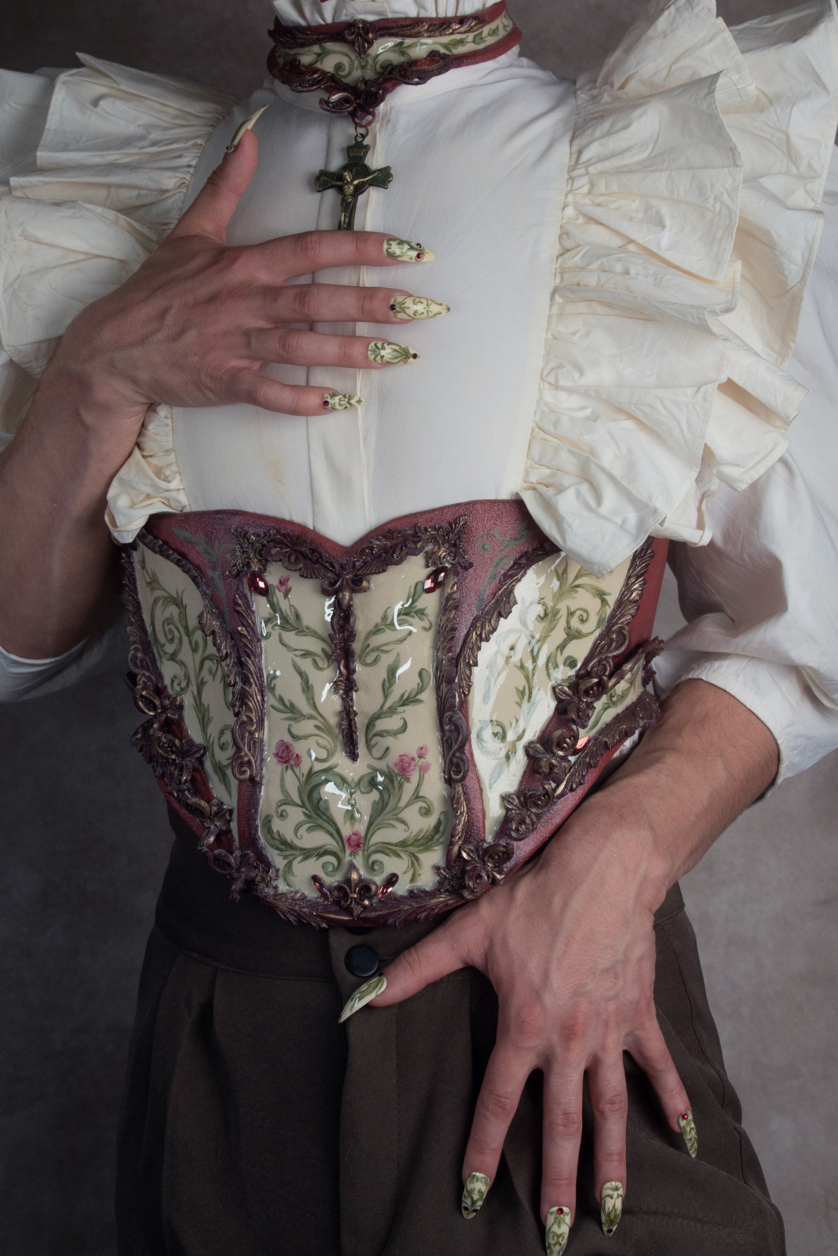 Male Olive/ Burgundy Porcelain Corset XS/ S/ M - Etsy