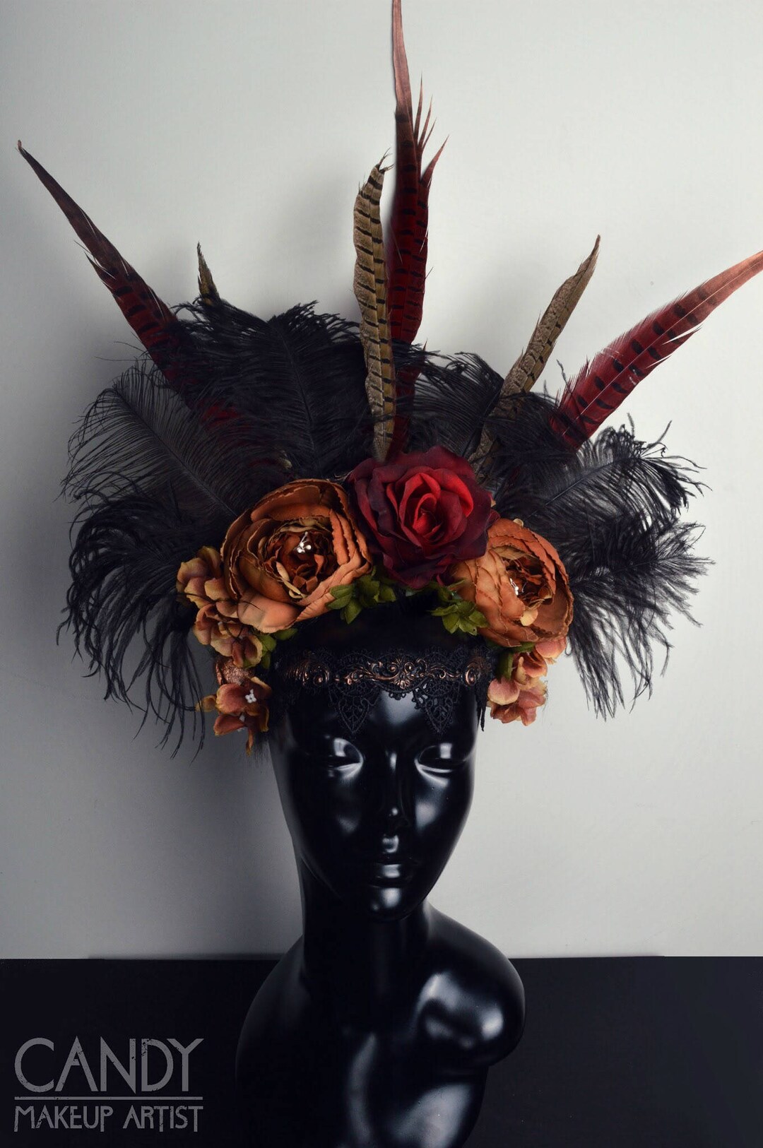 Handmade Floral Feather Headdress: Festival Costume Headpiece - Etsy