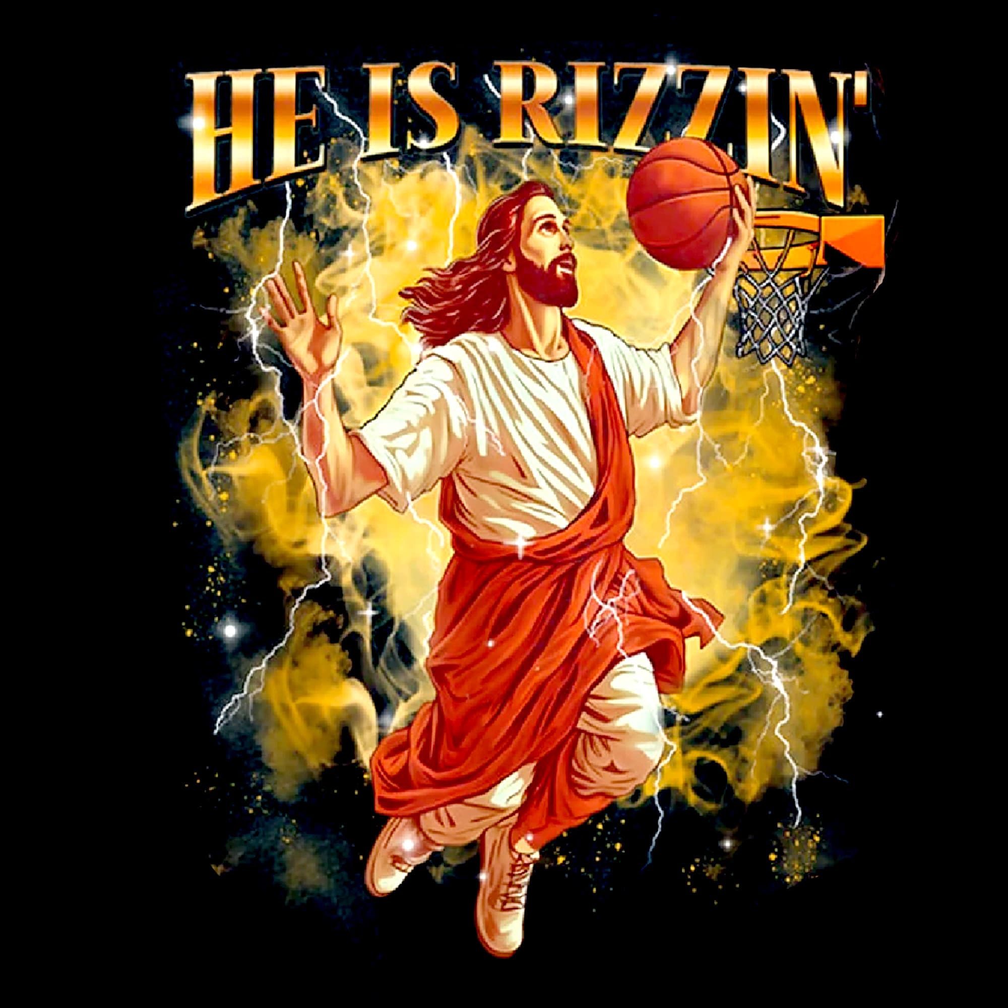 He is Risen Funny Easter PNG, Jesus Playing Basketball, Retro Y2K ...