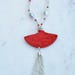 Chinoiserie Chic Cinnabar Bird Fan Tassel Necklace With Freshwater ...