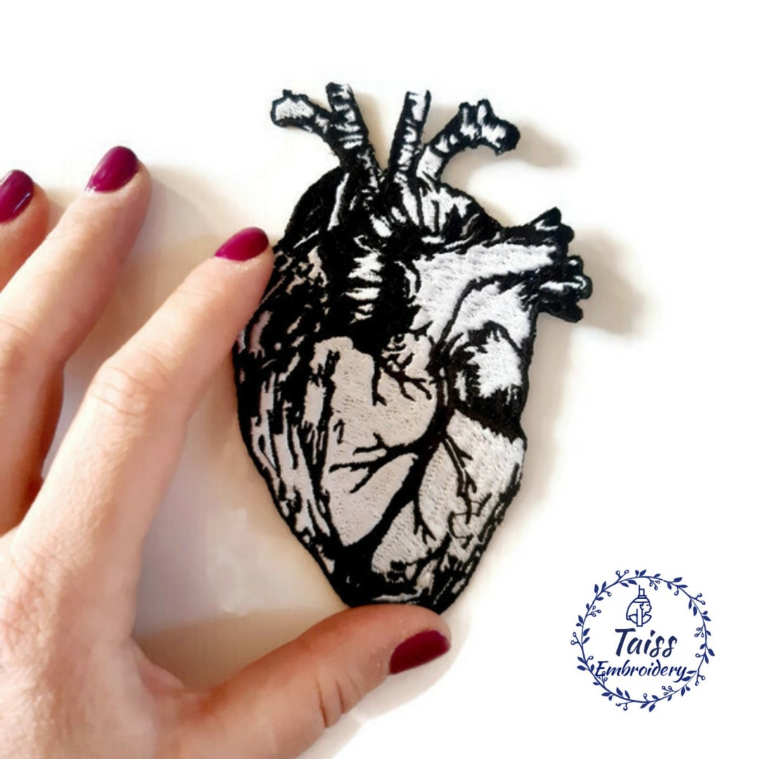Anatomical Heart Patch, Large Punk Iron on Patch, Grunge Patch, Gothic ...