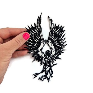 Fallen Angel Patch Celestial Rebellion Patch Gothic Winged Patch Dark Angel Iron-on Angelic ...