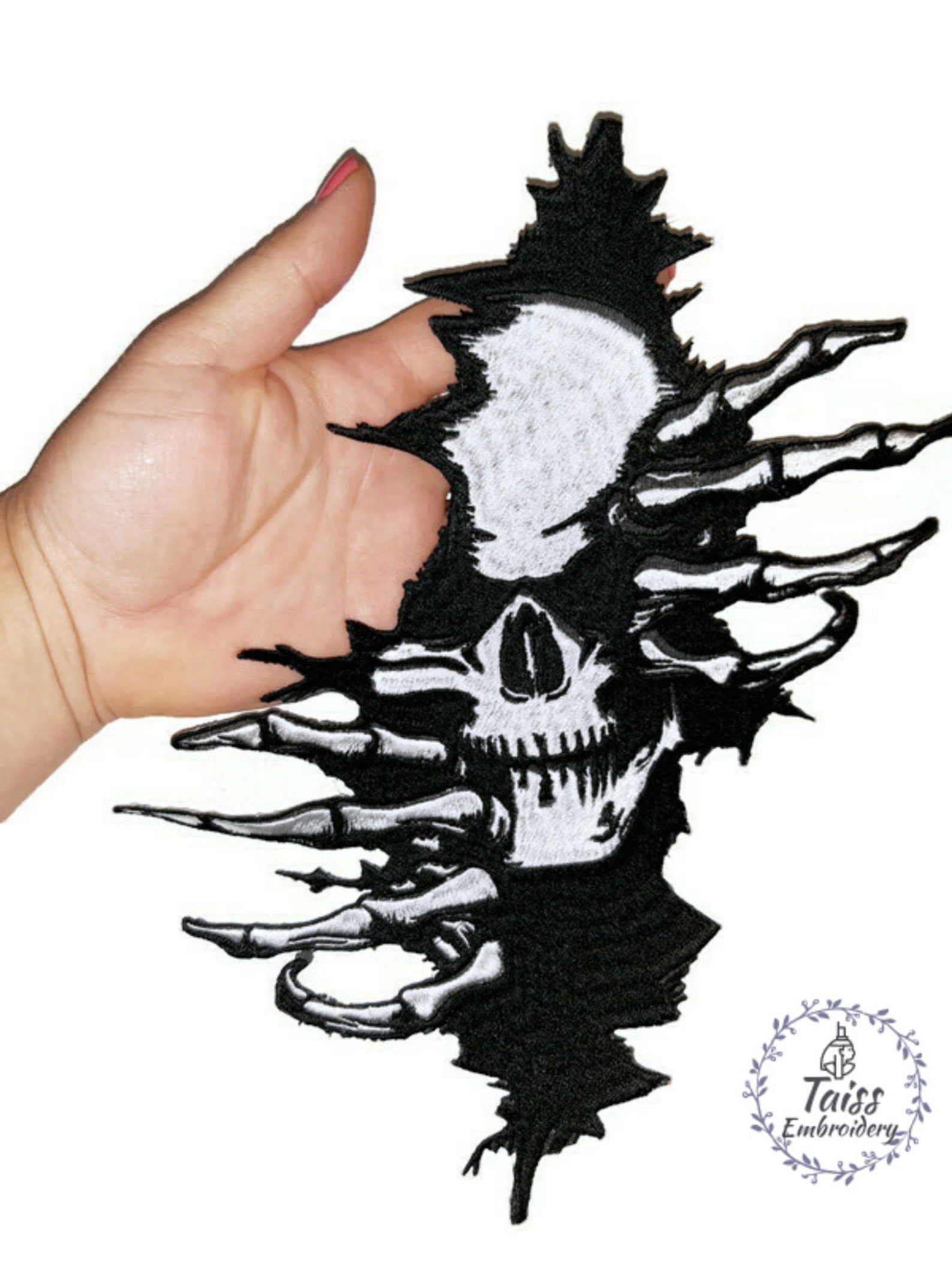 Spine Back Patch Large Embroidered Patch Skeleton Skull - Etsy