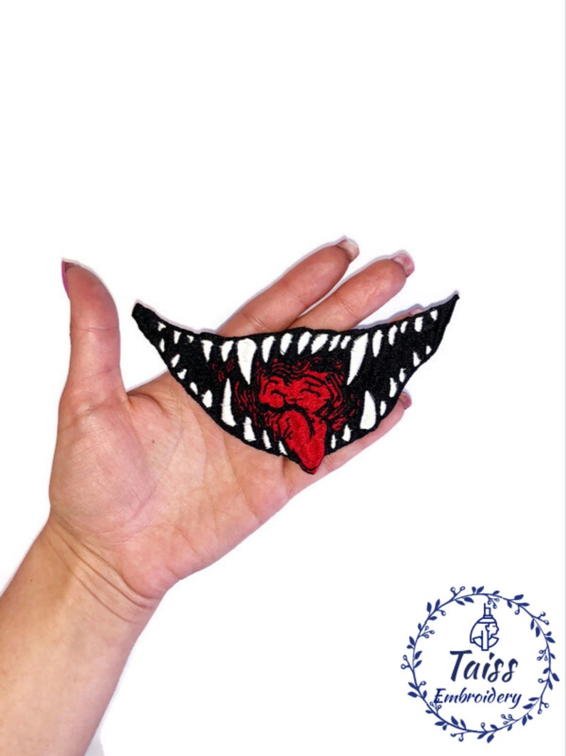 Vampire Teeth Iron-on Patch • Horror Patch • Patch for Jacket • Punk ...