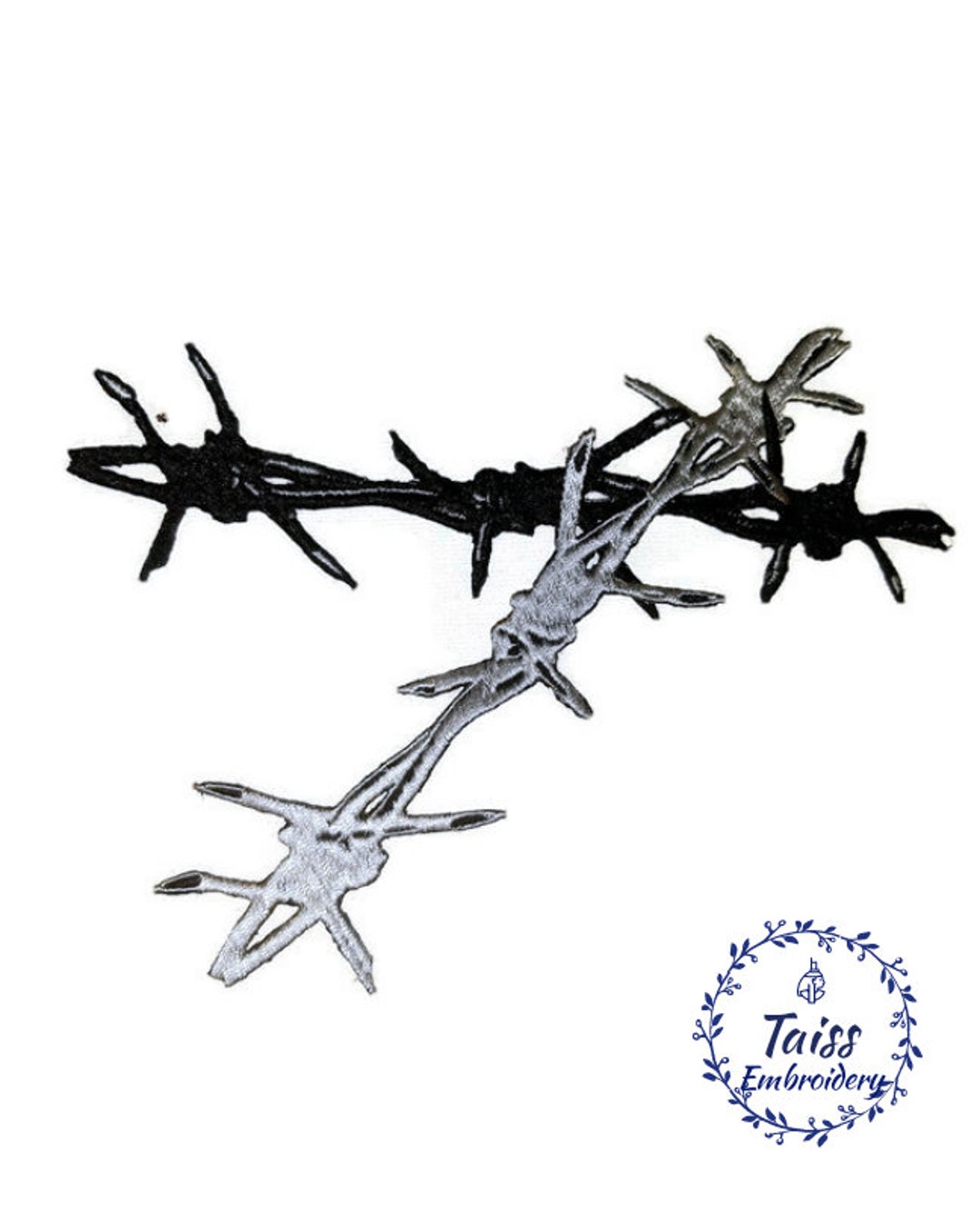 Barbed Wire Patch, Metal Patches, Set 2p, Large Embroidered Iron on ...