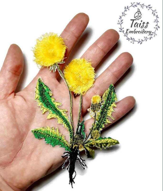 Dandelion Embroidered Velvet Patch 3d Effect | Etsy