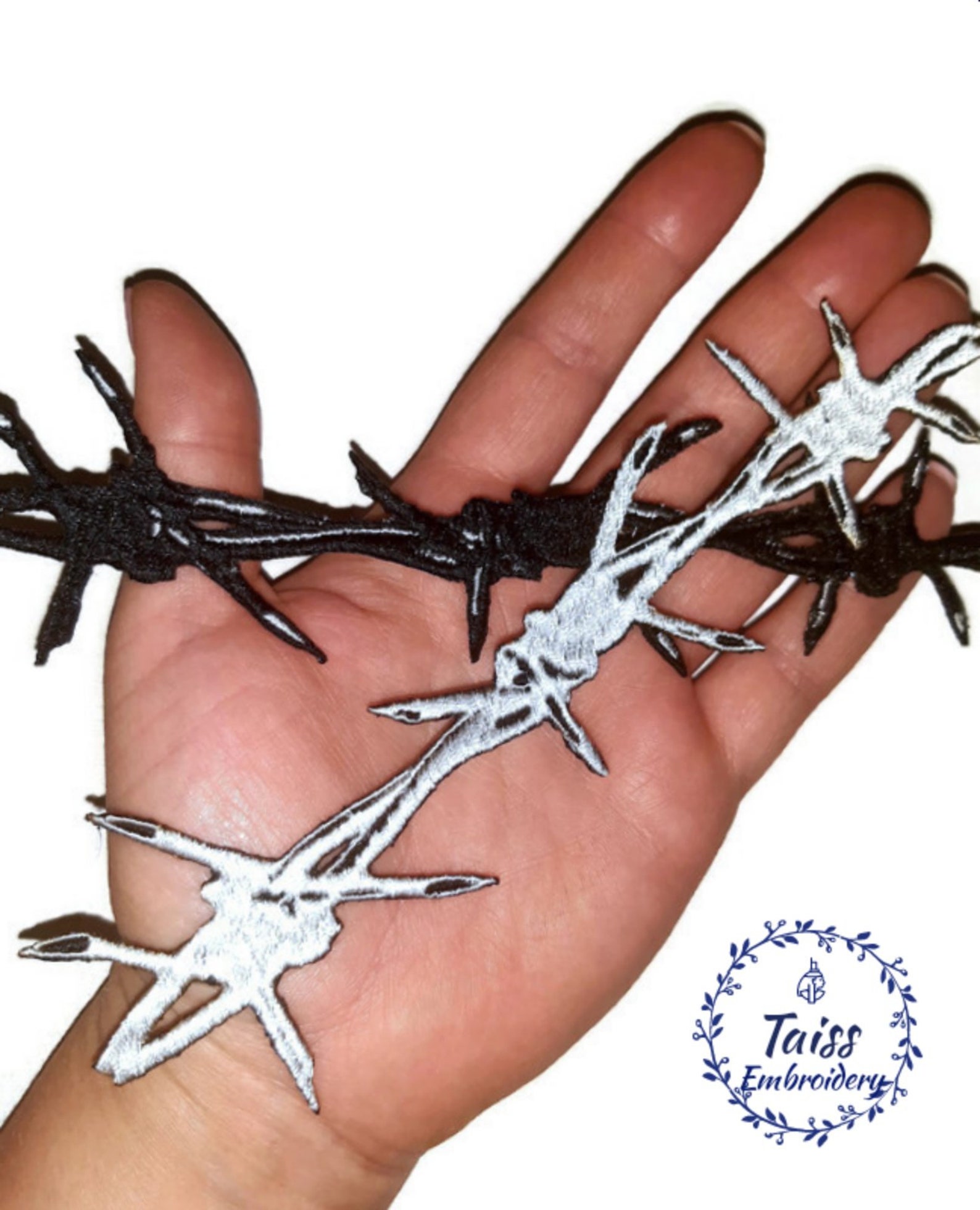 Barbed Wire Black Patch, Set 2p, Punk, Gothic Patch, Tattoo, Unique Patch, Large Embroidered ...