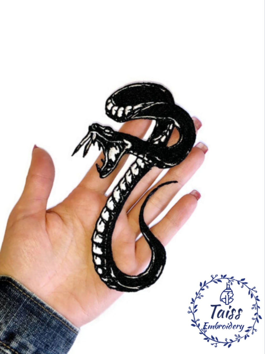 Black Snake Patch Large Iron-on Patch - Etsy