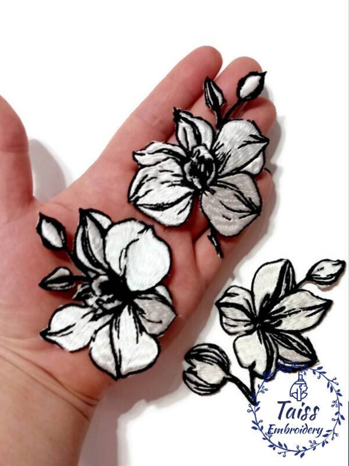 Orchid Patch Set 3 P White Flower minimalist Patch - Etsy