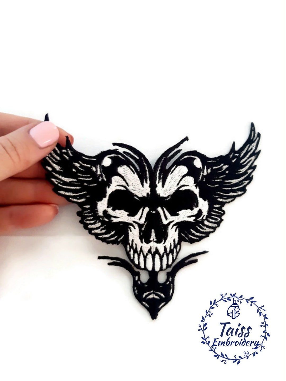 Skull With Wings Embroidered Iron on Patch - Etsy