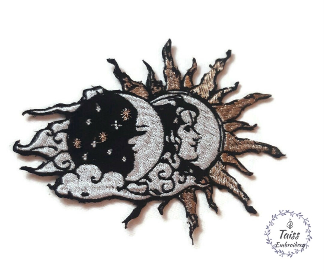 Celestial Patch, Sun and Moon, Embroidered Iron O Patch - Etsy