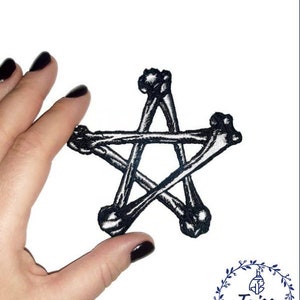 Goth Patch•satanic Pentagram•occult Patch•large Bone Patch•punk•pagan ...