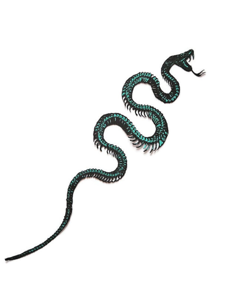 Black Snake Goth Patch, Giant Snake, Embroidered Iron-on Patch - Etsy