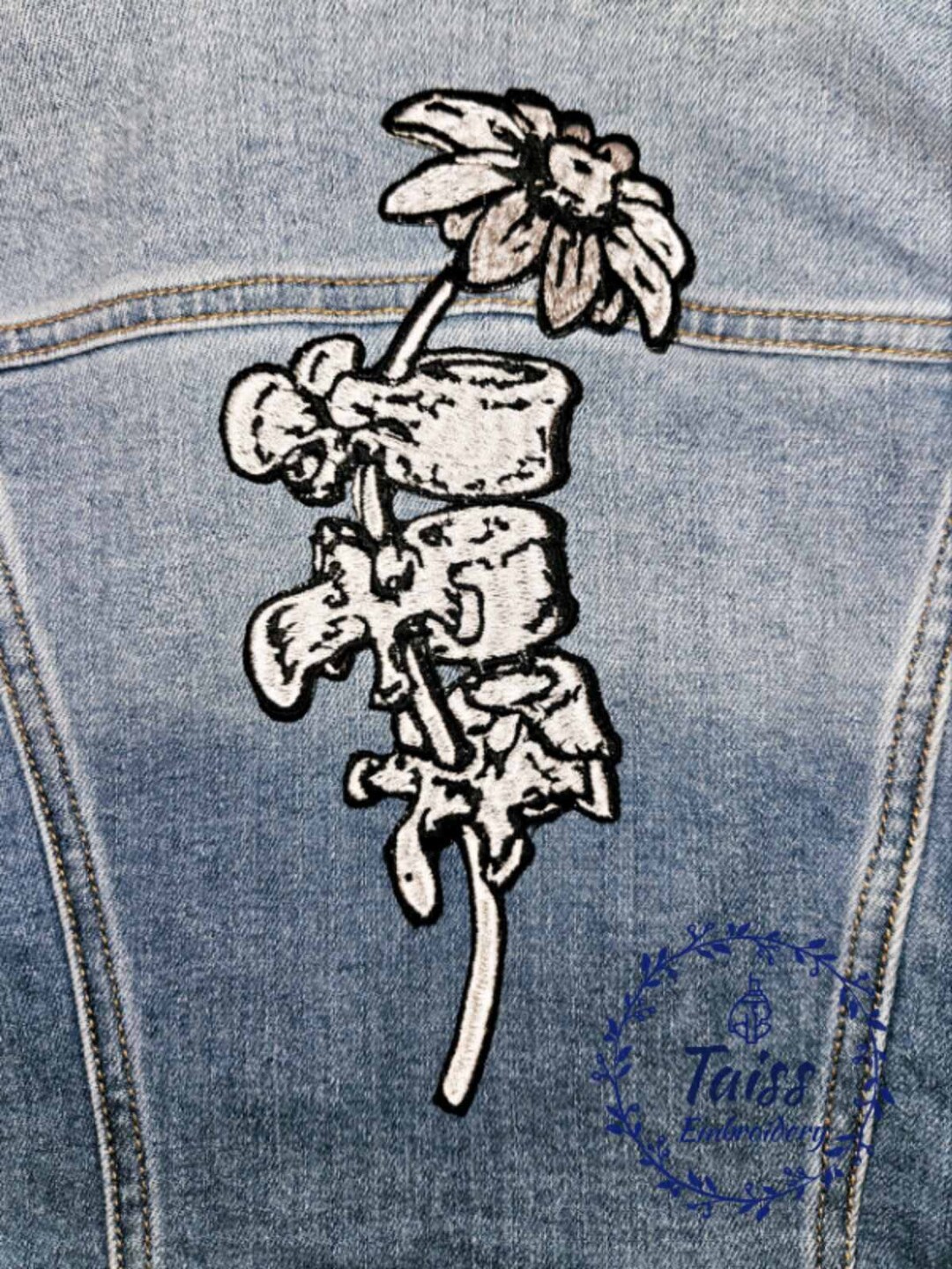 Spine Back Flower Patch Patch Bone Iron On - Etsy