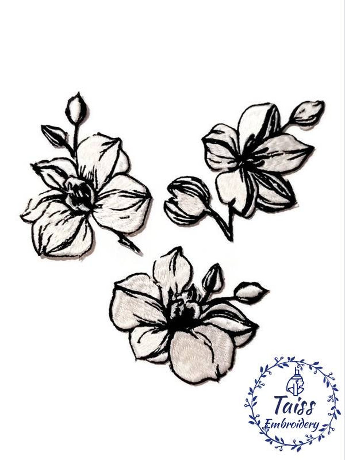 Orchid Patch Set 3 P White Flower minimalist Patch - Etsy