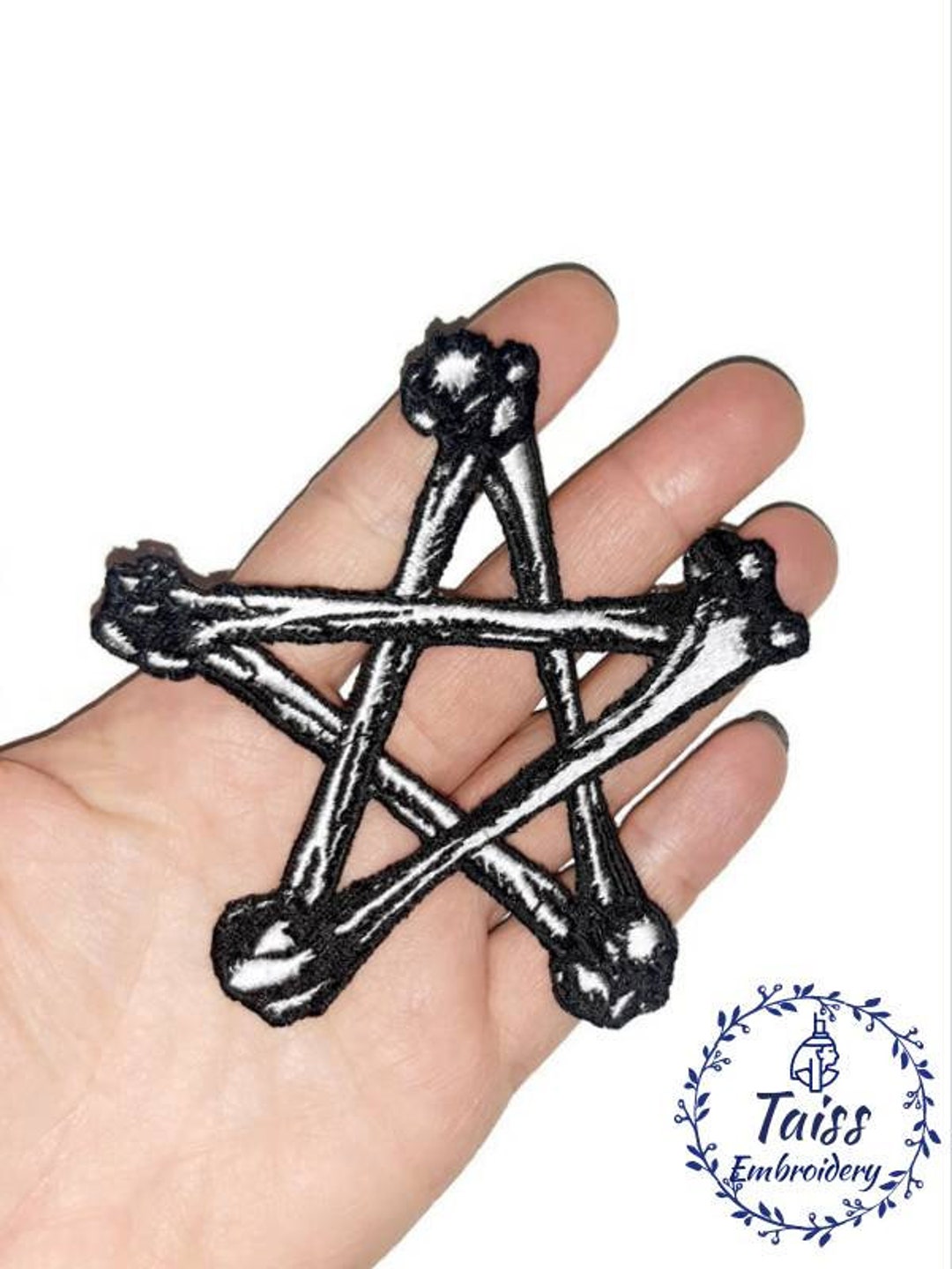 Goth Patch•satanic Pentagram•occult Patch•large Bone Patch•punk•pagan ...