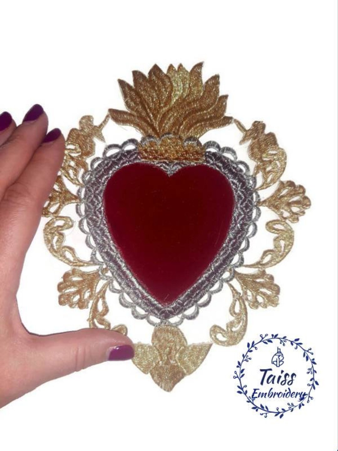 Milagros Sacred Heart Large Iron-on Patch Patches for Jackets Unique ...