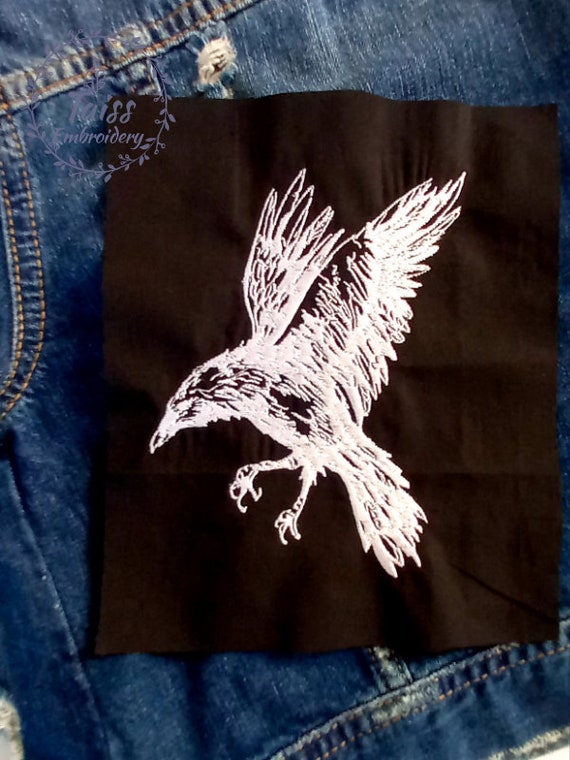 Crow Raven Patch Gothic Fashion Embroidered Patches - Etsy