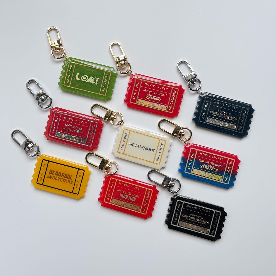 Restocking in Aug/sep! Superhero Movie Ticket Keychain | Resin Charm ...
