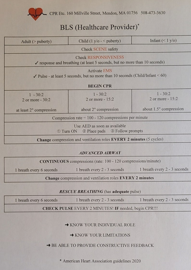 BLS CPR Summary Sheet - Etsy