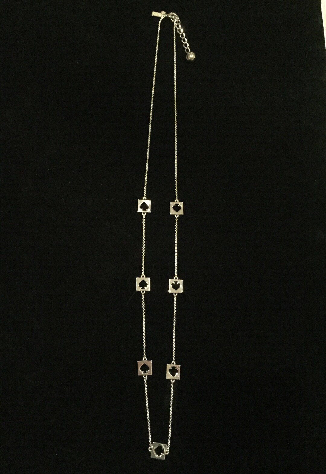 Classic Kate Spade Silver Scatter Square Spades Long Necklace - Etsy