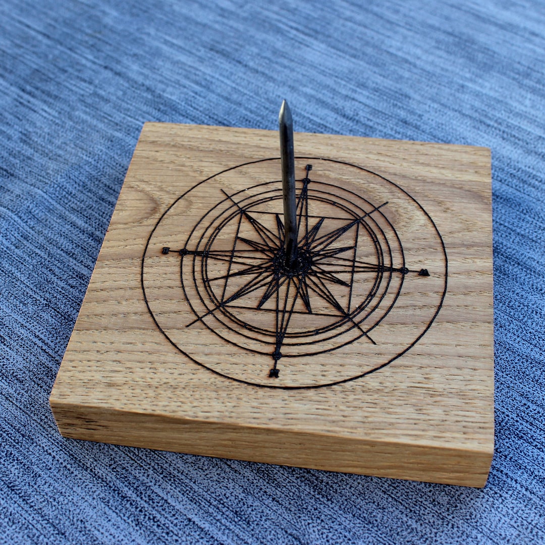 Engraved Oak Wood Sundial - Etsy