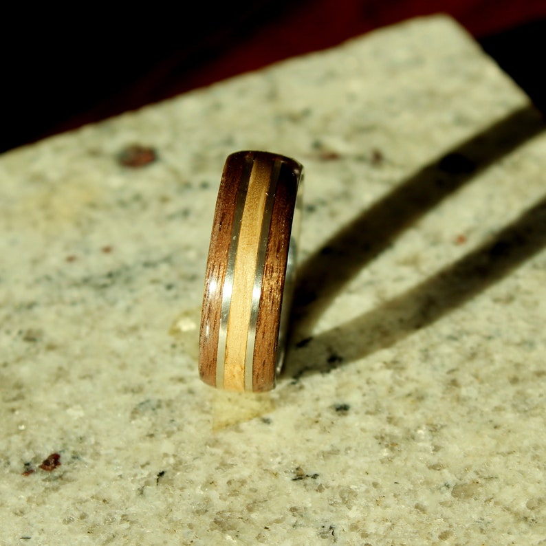 Walnut Wood Ring on Silver Ring 925 - Etsy
