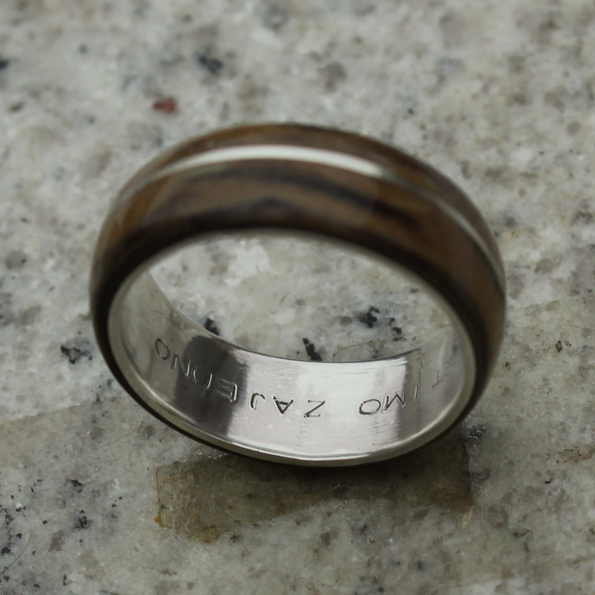 Walnut Wood Ring on Silver Ring 925 - Etsy