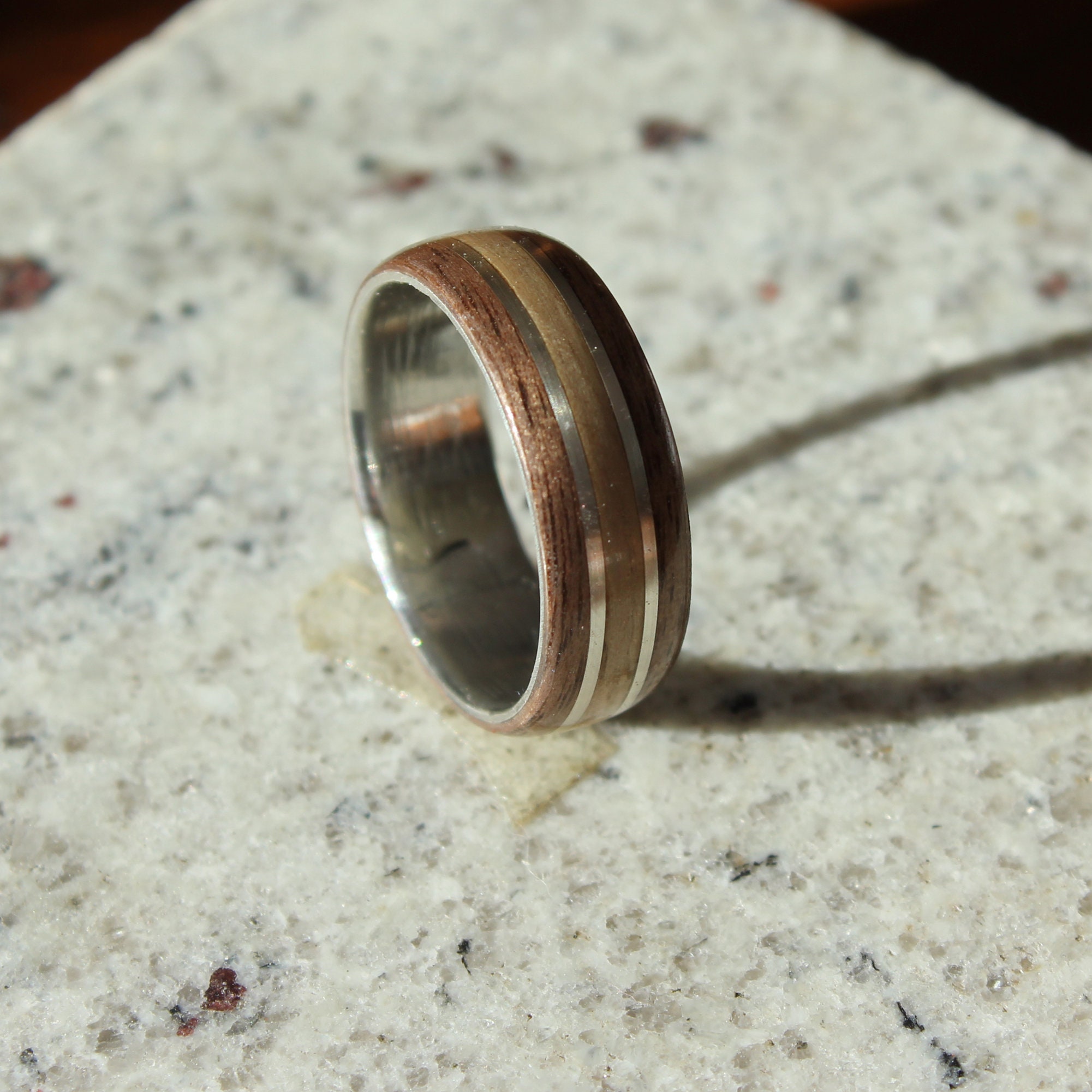 Walnut Wood Ring on Silver Ring 925 - Etsy